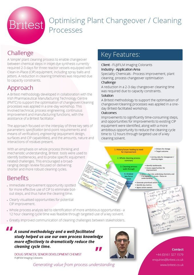 Britest - Optimising Plant Changeover / Cleaning Processes